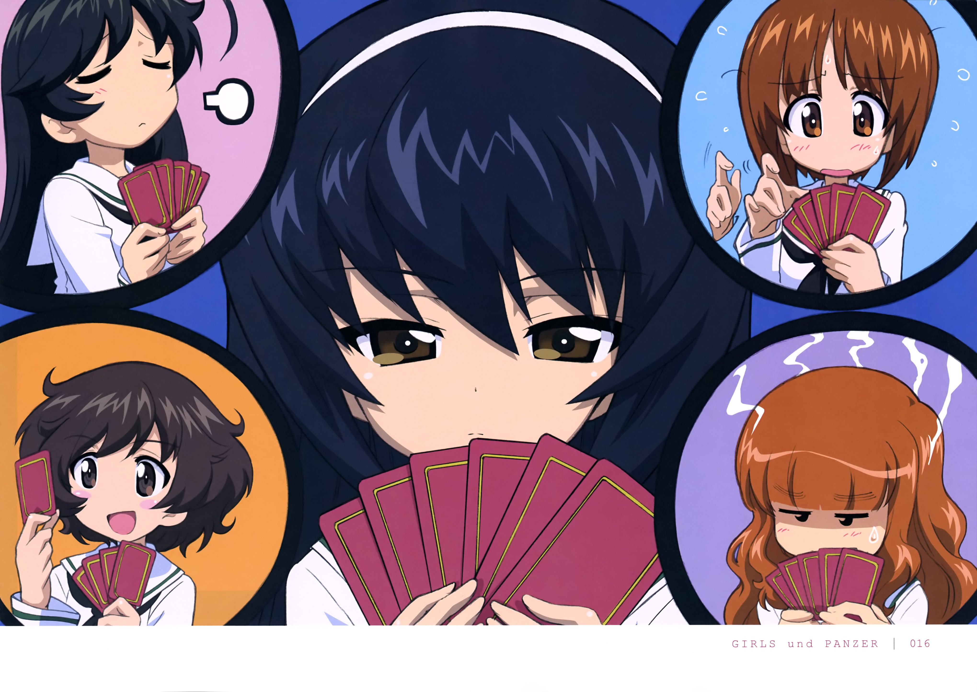 Safebooru - 5girls absurdres akiyama yukari brown eyes brown hair card girls und panzer highres ...